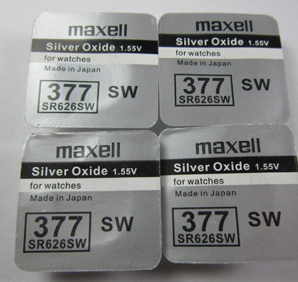 Maxell 4x SR626SW 377 – 1.55V Silver Oxide Button Cell Watch Batteries ...