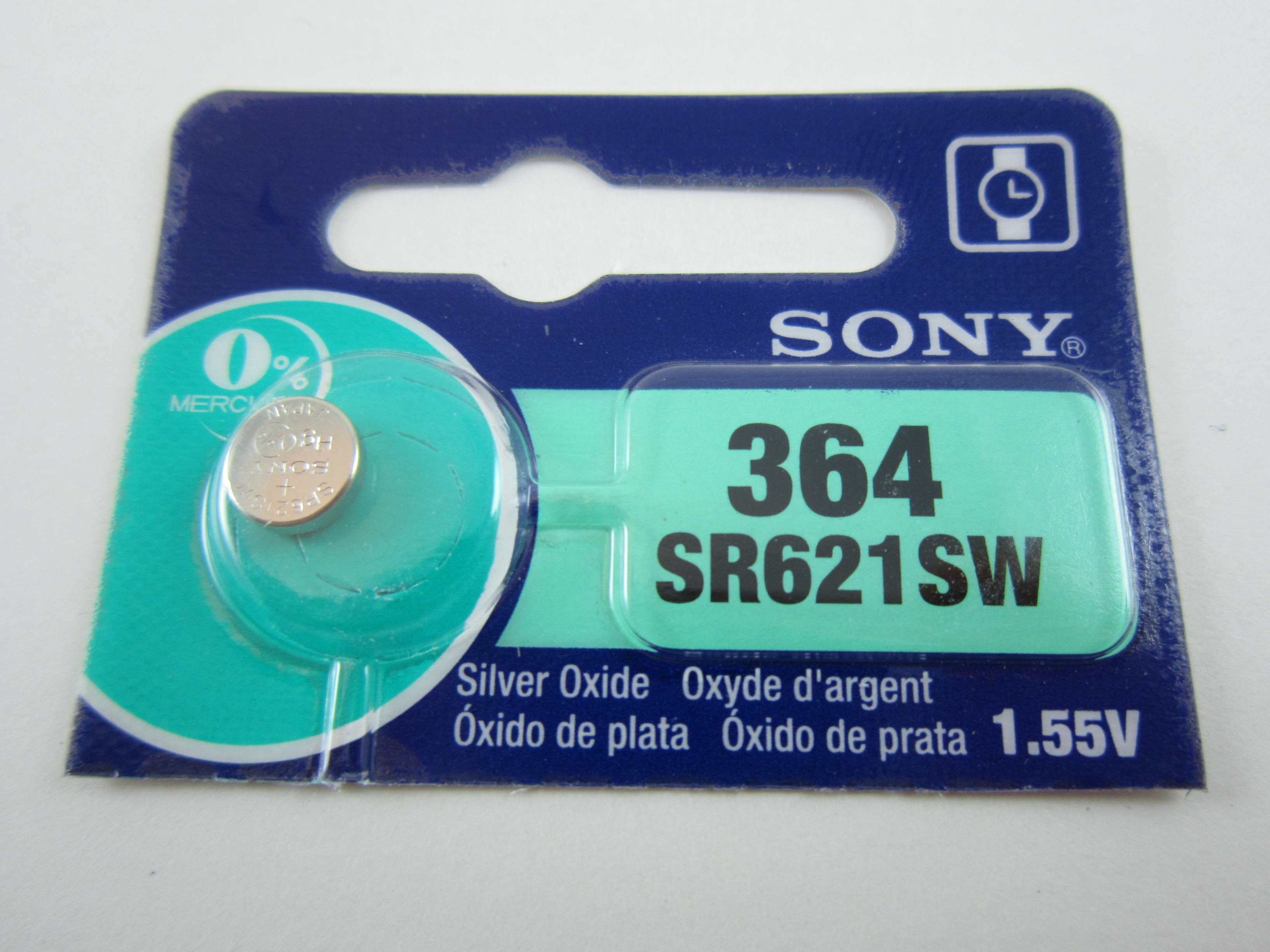 Sony 1x SR621SW 364 – 1.55V Silver Oxide Button Cell Watch Battery ...