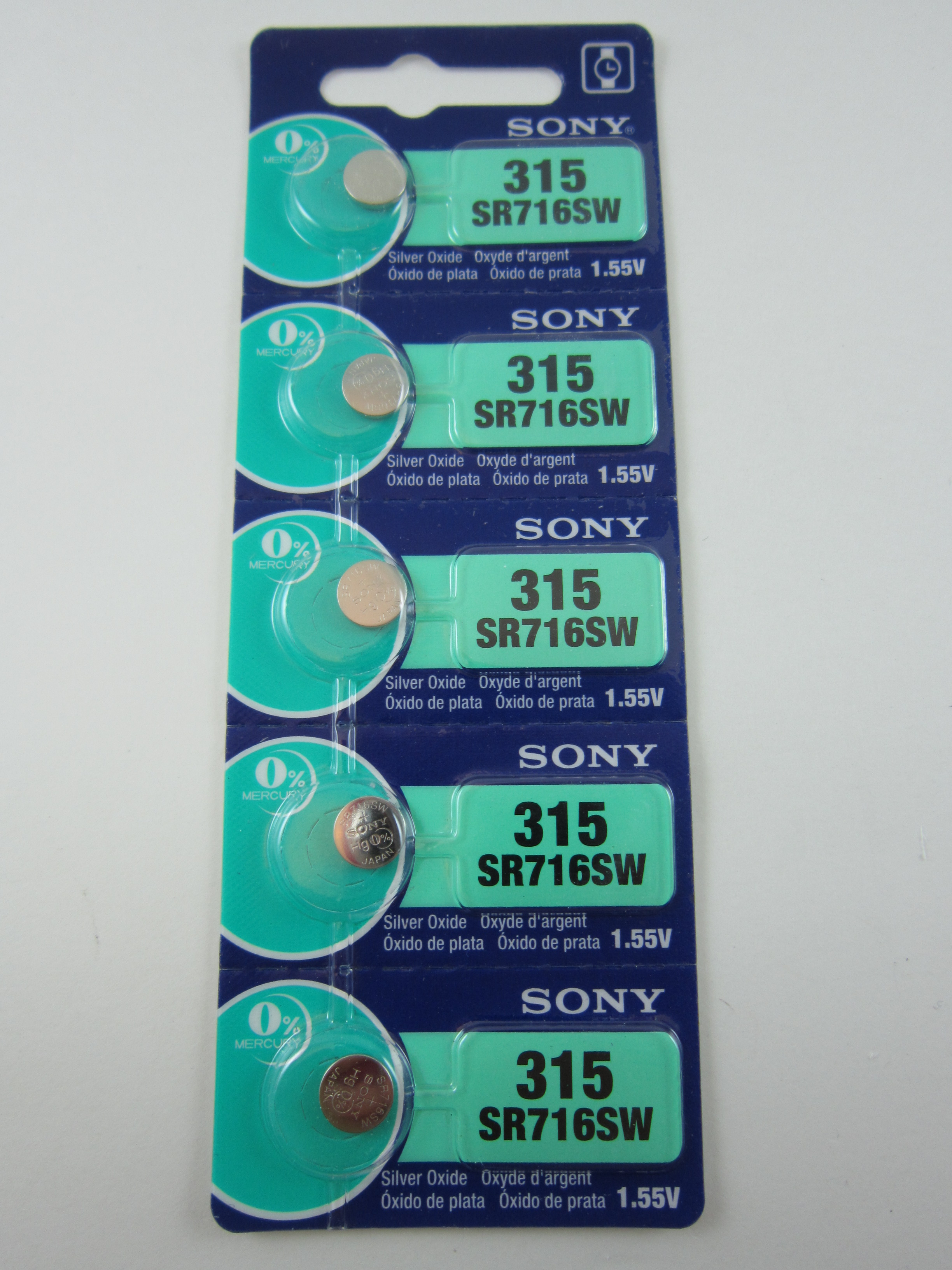 Sony 5x SR716SW 315 – 1.55V Silver Oxide Button Cell Watch Batteries ...