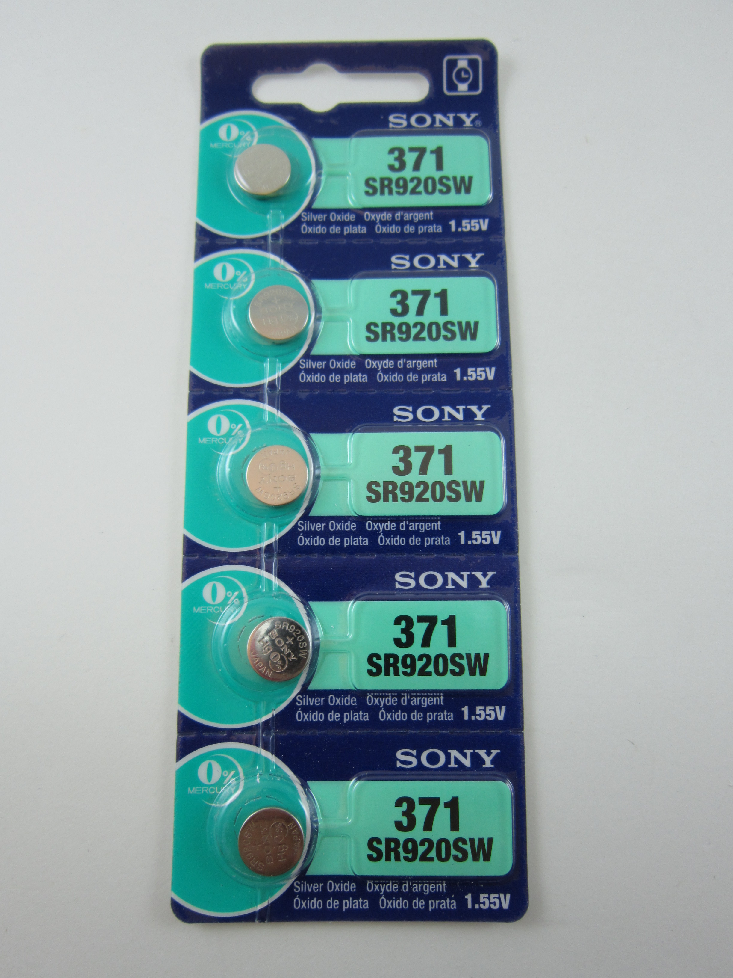 Sony 5x SR920SW 371 – 1.55V Silver Oxide Button Cell Watch Batteries ...