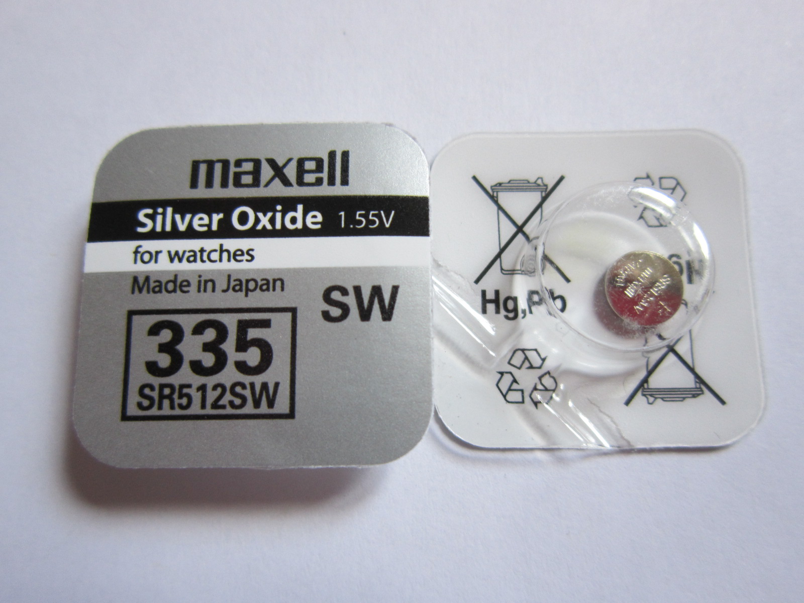 Maxell 4x SR512SW 335 D335 V335 – 1.55V Silver Oxide Button Cell Watch ...