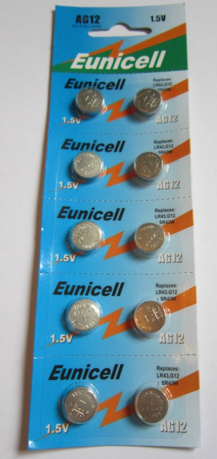 10x Eunicell AG12 LR43 G12 SR43W 1.5v Alkaline Button Cell Batteries ...