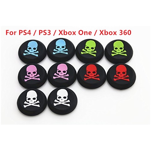 4x Green Silicone Skull Joystick Thumb Grips PS4 PS3 PS2 Xbox One 360 ...